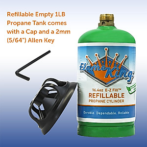 Flame King Refillable 1LB Empty Propane Cylinder Tank - Reusable - Safe and Legal Refill Option - DOT Compliant-16.4 oz (2-Pack), green (YSN164-2)