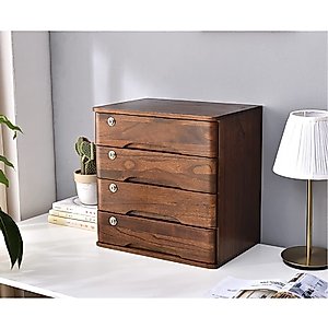 YUZDNM Desktop Storage Box with Drawers - Desktop File Cabinet, with Lockable Drawers Wooden Desktop Storage Box, Office Supplies A4 File Organizer, 4 Tier Flat File Cabinet (Color : A)
