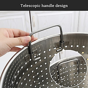 Stock Pot Stainless Steel 27Qt/4Qt5/63Qt Steamer with Lid and Basket Oil Deep Fry Pan Bucket Large Crawfish Clam Stockpot for Tamales, Chili, Soups Boils,35cm/13.8inch