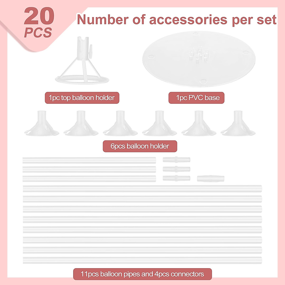 20 Sets Balloon Stands for Table Balloon Sticks with Base Clear Balloon Centerpiece Stand Balloon Holder for Birthday Graduation Baby Shower Wedding Christmas Wedding Anniversary Party