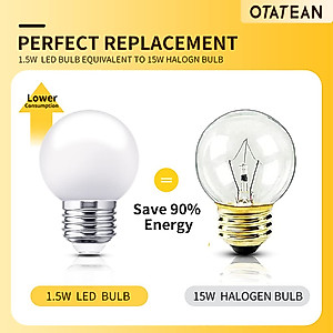 OTATEAN 1W Light Bulbs Equivalent 15 Watt 150LM Light Bulb Standard E26 Base Small Light Bulb for Light Strip, Vanity Mirror, Frosted, Daylight White 6000K (2 Pack)