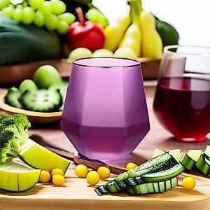 HUHUXIAOWU Matte Whiskey Glasses, Elegant Hexagon Gold Edge Plated Wine Glasses Cocktails Tumblers for Bourbon, Scotch Whisky, Cocktails, Cognac Set of 2 -Purple_10oz