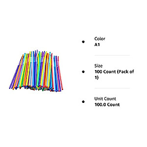 Colorful Extra Long Flexible Bendy Party Disposabl Drinking Straws, 100 Pieces