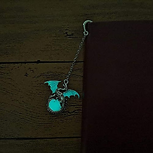 Gzrlyf Dragon Bookmark Glow in The Dark Bookmark Luminous Book Markers Metal Book Lover Gifts (Luminous Bookmark)