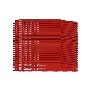 25 Pack 9 Inch 6/12 TPI Reciprocating Saw Blades, Stud and Nail Saw Blades, Bi-Metal 9" 6-12 TPI Saw Blade for Cutting Wood and Nail-Embedded Wood, Metals, PVC, Pallets etc, with Organizer Case