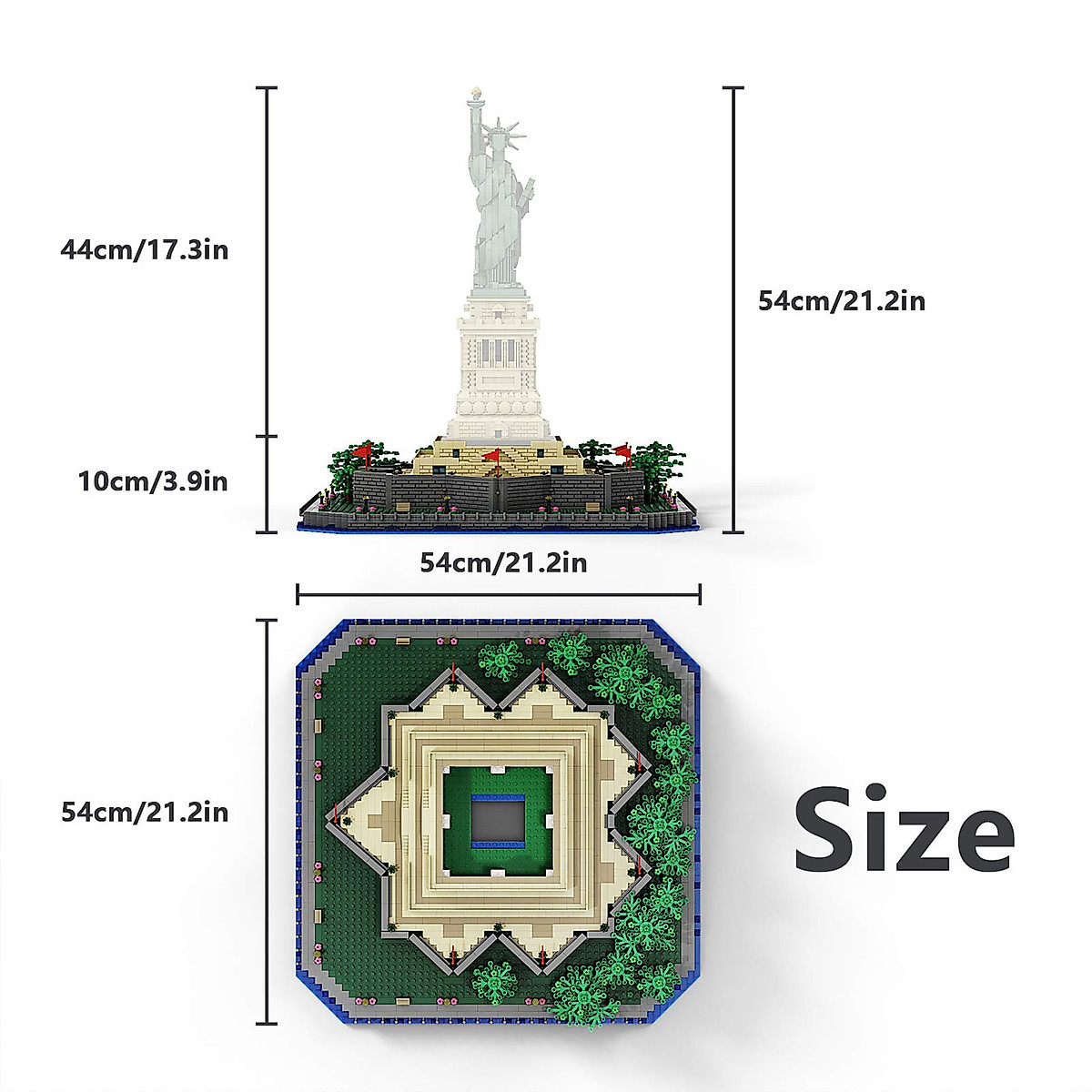 VONADO Base for Architectural Statue of Liberty Building Blocks, MOC 49317 Model Building Bricks Kit Stand for Gifts, Building Set Toy for Party Birthday and Holiday(2677Pieces)