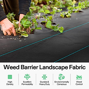 VIVOSUN Premium Weed Barrier Landscape Fabric Heavy Duty, 4ftx250ft 5oz Double-Layered Weed Control Mat with High Permeability, Commercial Ground Cover, Easy Set up & Superior Weed Control