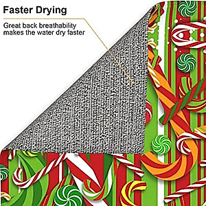Merry Christmas Printed Drying Mat For Kitchen Ultra Absorbent Microfiber Dishes Drainer Mats Non-Slip Silicone Quick Dry Pad - 18 X 16inch