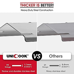 Unicook Grill Heat Plate 4 Pack, Heavy Duty Stainless Steel Heat Shield Replacement Parts, Adjustable BBQ Flame Tamer, Burner Cover, Flavorizer Bar for Gas Grill, Extend from 11.75" up to 21" Length