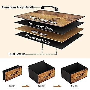 Furnulem Industrial Storage Cabinet with 3 Drawers,2 Shelves and Door,Wood Furniture, Accent Cabinet for Books/Document/Decoration in Home Office,Bedroom, Entryway,Kitchen,Metal Frame