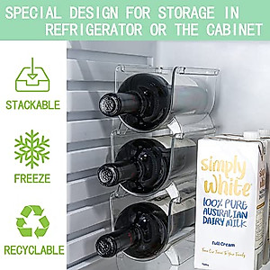 Zeeych Set of 2 Wine Rack Holder，Stackable Wine and Water Bottle Organizer for Kitchen Countertop, Pantry, Fridge,Convenient Storage for Wine,Beer, Soda,seltzer,pop Bottles,2 Pack - Clear