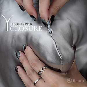 J JIMOO Natural 22 Momme 100% Mulberry Silk Pillowcase for Hair and Skin, Standard Size 20"X 26" Silk Pillow Case, Soft Smooth Cooling Premium Grade 6A Silk Pillow Cover with Zipper (Silver Grey 1pc)