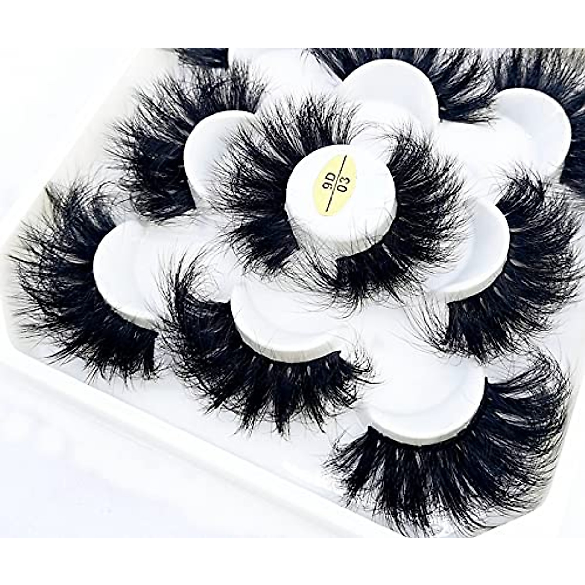 HBZGTLAD new 5 Pairs 25 mm 3d Mink Lashes Bulk Faux with Custom Natural Mink Lashes Pack Short Wholesales False Eyelashes (9D-03)