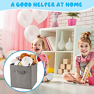 12 Pcs Cube Storage Bin 11'' Collapsible Storage Cubes Foldable Cube Storage Organizer Bins Fabric Bins Storage Basket Fabric Cubby Boxes for Shelf Closet (Gray)