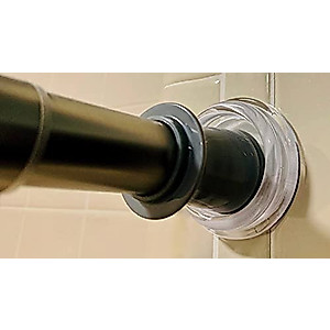 PAW International Stick to Stay Shower Curtain Rod Support Holder Retainer | 3M VHB Adhesive (Best!!) | Waterproof | No Drilling | Stick On | Crystal Clear | 2 Pack | Max Load 60 lbs - Max 1-1/2" Rod