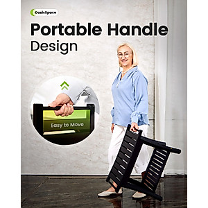 OasisSpace Bamboo Shower Bench with Storage Shelf, 24" Black Shower Stool for Inside Shower Waterproof, Spa Seat Bath Stool Organizer for Shaving Legs, Bathroom Shower Chair for Adults Elderly