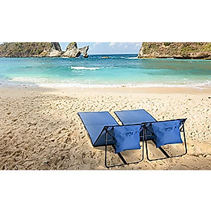 Eternal Living Beach & Lawn Lounge Chair Portable Reclining Lounger with Frame Foldable Mat, Set of 2 Blue