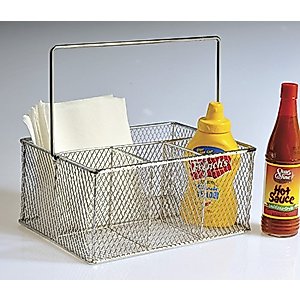 G.E.T. Enterprises WB-700 9.375" x 6.875, 4.5" Deep Mesh Wire Basket Caddy, Iron Chrome Plated, Chrome Silver