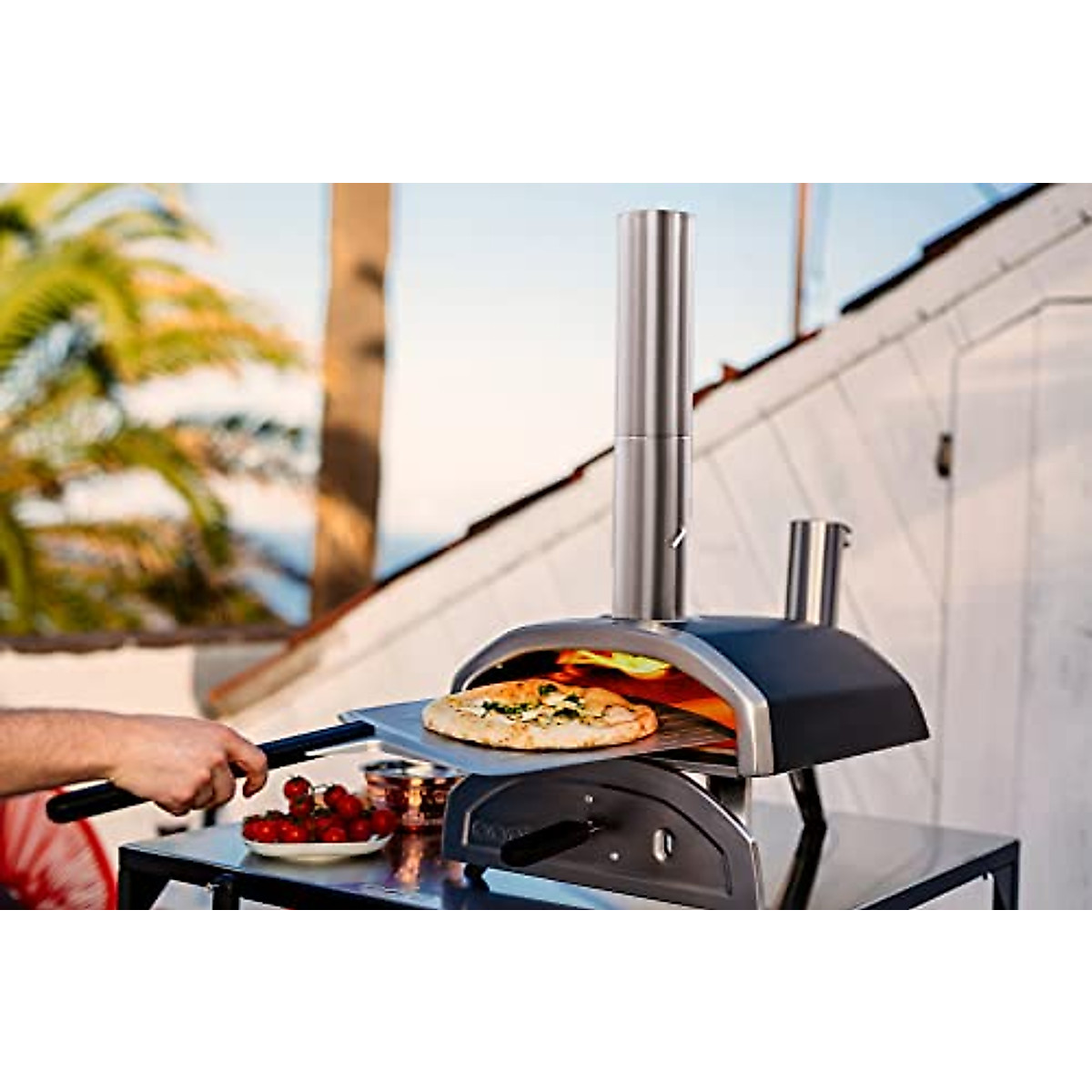 Ooni Fyra 12 Hard Wood Pellet Fired Outdoor Pizza Oven + Ooni 12" Pizza Peel + Ooni Infrared Thermometer - Outdoor Kitchen Pizza Making Oven Bundle