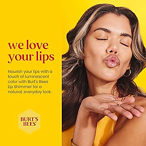 Burt's Bees Shimmer Lip Tint Set, Tinted Lip Balm Stick, Moisturizing for All Day Hydration with Natural Origin Glowy Pigmented Finish & Buildable Color, Champagne (4-Pack)