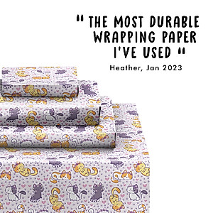 CENTRAL 23 - Birthday Wrapping Paper - Purple Gift Wrap Sheets - Cats and Hearts - 6 GiftWrap Sheets for Women Girls Female Teenage Kids