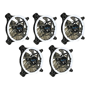 APEVIA 512L-CWH 120mm Silent Dual Rings White LED Fan with 32 x LEDs & 8 x Anti-Vibration Rubber Pads (5 Pk)