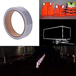 Upstair 1in x 5yds High-Intensity Reflective Tape for Vehicles Bikes Clothes Helmets Mailboxes,Silver & White (1‘’x15’)