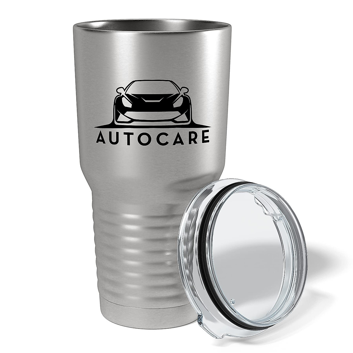 Personalized 30oz (17 Colors) Printed Insulated Stainless Steel Tumbler with Lid - Custom Promotional Items with your Logo - Bulk Company Small Business Party Favors (Stainless)