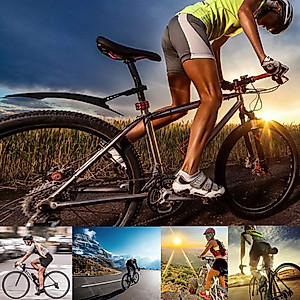 Noheiwur Adjustable Bicycle Mudguard Set Mountain Bike Fenders Rear Mudgaurds Set for Road Bikes Fits 26", 27.5", 29",Weight 7.2 Ounces