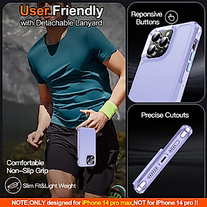 MOZOTER Magnetic Case for iPhone 14 Pro Max Case,[12 FT Shockproof Compatible with Magsafe][2 Pcs Glass Screen Protector+2 Pcs Camera Lens Protector] [Heavy Duty] Phone Case Cover 6.7''-Light Purple