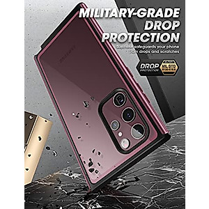 SUPCASE UB Edge Pro Series Case for Samsung Galaxy S22 Ultra 5G (2022 Release), Slim Frame Clear Protective Case with Built-in Screen Protector (Wine)