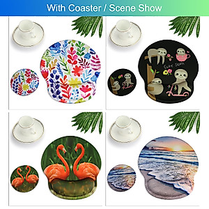 Ergonomic Mouse Pad with Wrist Support Rest,[ 20% Larger] Mousepad Gel Wrist Rest , with Coaster Non-Slip & Pain Relief for Computer, Desk, Home&Office-Beach