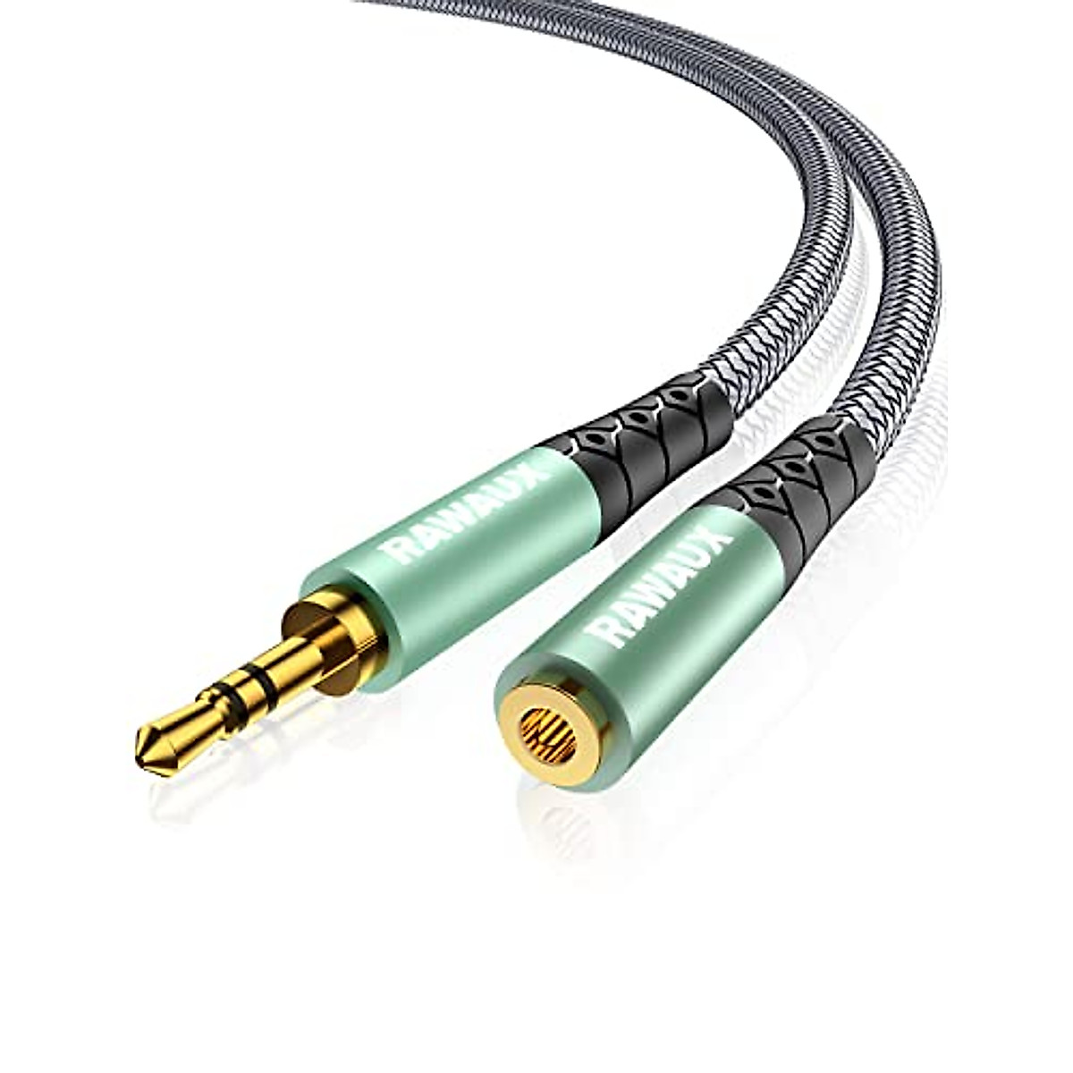 RAWAUX Headphone Extension Cable 3.5mm Male to Female Stereo Audio Cable 24K-Gold Plated Nylon Braided Earphone Extension Adapter Aux Extender Cord for Tablet, Laptop,Phones,Media Players (6.6ft/2m)