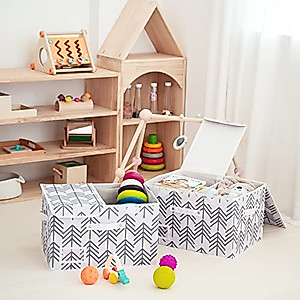 Edergoo Storage Bins with Lids, 2 Pack Large Storage Basket with Lid & Handles, Collapsible Storage Box for Closet, Bedroom, Dormitory Organization, White