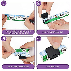 Wiwaplex 16Pcs Child Safety ID Bracelet Wristband, Identification Bracelets for Kids, Adjustable Waterproof Kids Safety Bracelet Wristband, Reusable Children Information ID Bracelet for Boys & Girls