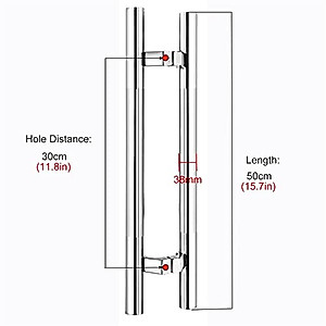 Contemporary Interior Exterior Front Door Handle, Glass Shower Push Pull Door Handle, Heavy Duty Sliding Barn Door Handles, Double Sided, 24/31/39/47/59 Inch Long (Brushed Black 50cm/19.7in)