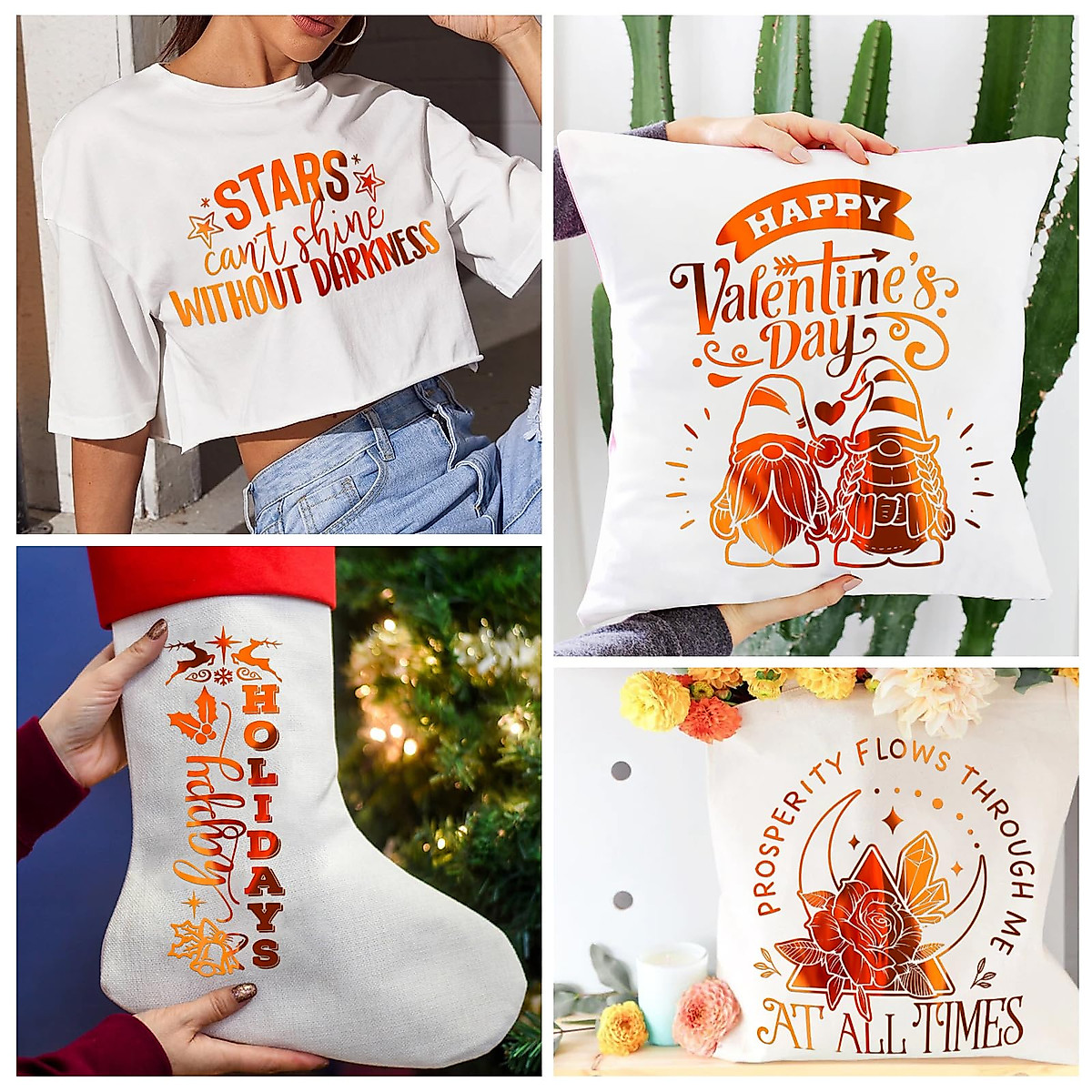 VINYL FROG Metallic Foil HTV Vinyl Roll 12"x5ft Orange Chrome Heat Transfer Vinyl Iron on Vinyl Easy to Cut & Weed DIY Heat Press Design for T-Shirts