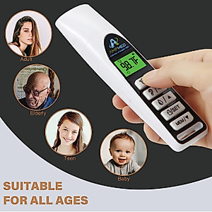 Amplim Baby Thermometer | 3-in-1 Accurate Infrared Thermometer for Ear, Forehead & Touchless, FSA/HSA Eligible Fever Thermometer for Baby, Infants, Toddlers, Kids & Adults | White Base Stand & Clock