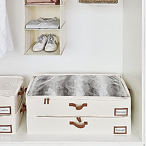 StorageWorks Closet Storage Bins with Clear Window 3 pack, Underbed Storage Box, Under Bed Clothes Organizer With Sturdy Structure and Ultra Thick Fabric 2 pack