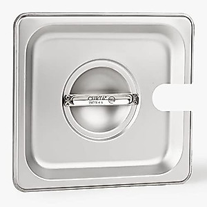 CURTA 6-Pack 1/6 Size Slotted Steam Table Pan Cover, Lid with Handle, NSF, Hotel Pan Cover, Catering Food Pan Cover