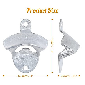 Kyuionty 12 Pcs Zinc Alloy Wall Mounted Bottle Opener, Vintage Beer Bottle Opener with Mounting Screws for Bars KTV Hotels Homes (Silver)