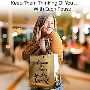 Reusable Black and Gold Gift Bags with Handles- Small Medium Gift Bag Set of 4 – For Women & Mens Gift, Bridesmaid, Bridal Party, Bachelorette Party Gifts - “Because You Deserve Something Special”