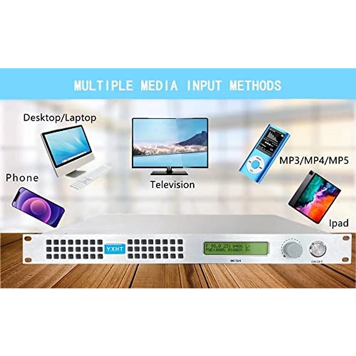 FCC Certified FM Transmitter for Church 50W Broadcast Transmitter with Cable and Antenna FCC ID is 2A6BQ-YXHT