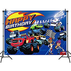 Blaze and The Monster Machines Season Photo Backdrops Monster Machines Photography Background 5x3ft Boys Kids Happy Birthday Party Cake Table Decor Supplies