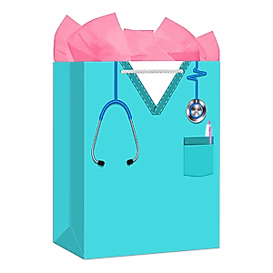 WHATSIGN Nurse Graduation Gifts Bag,Nurse Doctor Graduation Gift Bag,13" Large Gift Bag with Tissue Paper and Card for Nurse Doctor Medical School Graduate,Occupational Therapist,Nurses Party Supplies