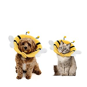 SkyReese - Soft Small Dog/Puppy/Cat Cone | Cute Bumblebee Cone for Small Dogs, Puppies & Cats After Surgery, Wound Care, Spay & Neuter | Dog Recovery Cones & Collars | 100% Polyester (Large)
