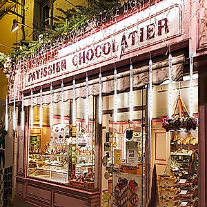 Vikdio Meteor Shower Rain Lights, 30cm 16 Spiral Tubes 480 LEDs 5.25m Lit Length Waterproof Snowfall LED Lights for Wedding Christmas Garden Tree Home Decor, Support 2 Sets Connected (Blue)