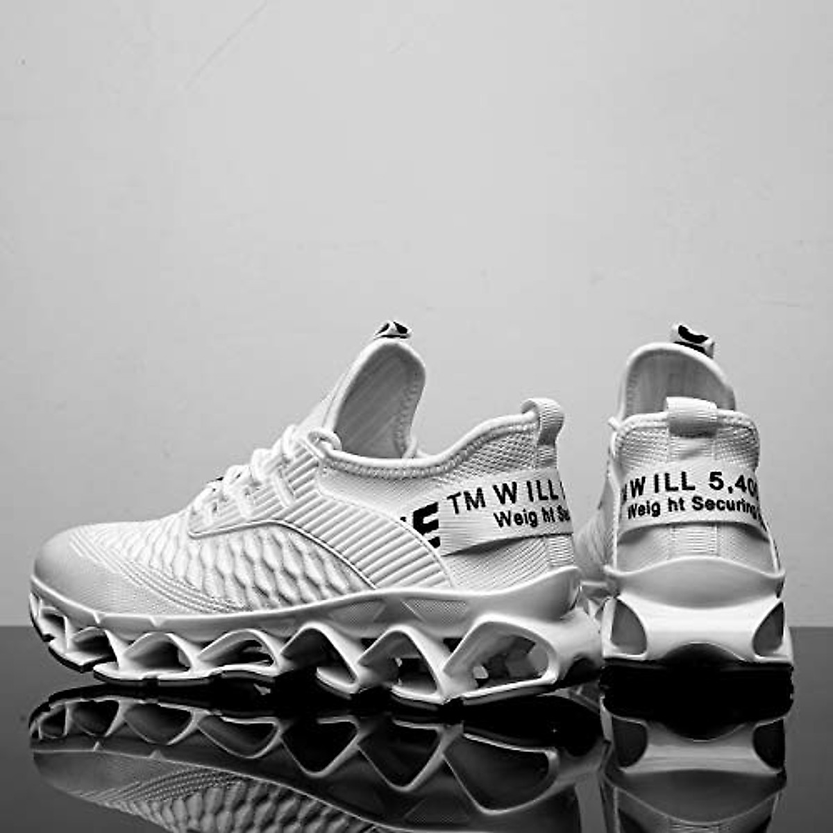 Chopben Men's Running Shoes Blade Non Slip Fashion Sneakers Breathable Mesh Soft Sole Casual Athletic Lightweight Walking Shoes(6.5,White)