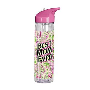 Spoontiques Best Mom Ever Flip Top Bottle, Pink