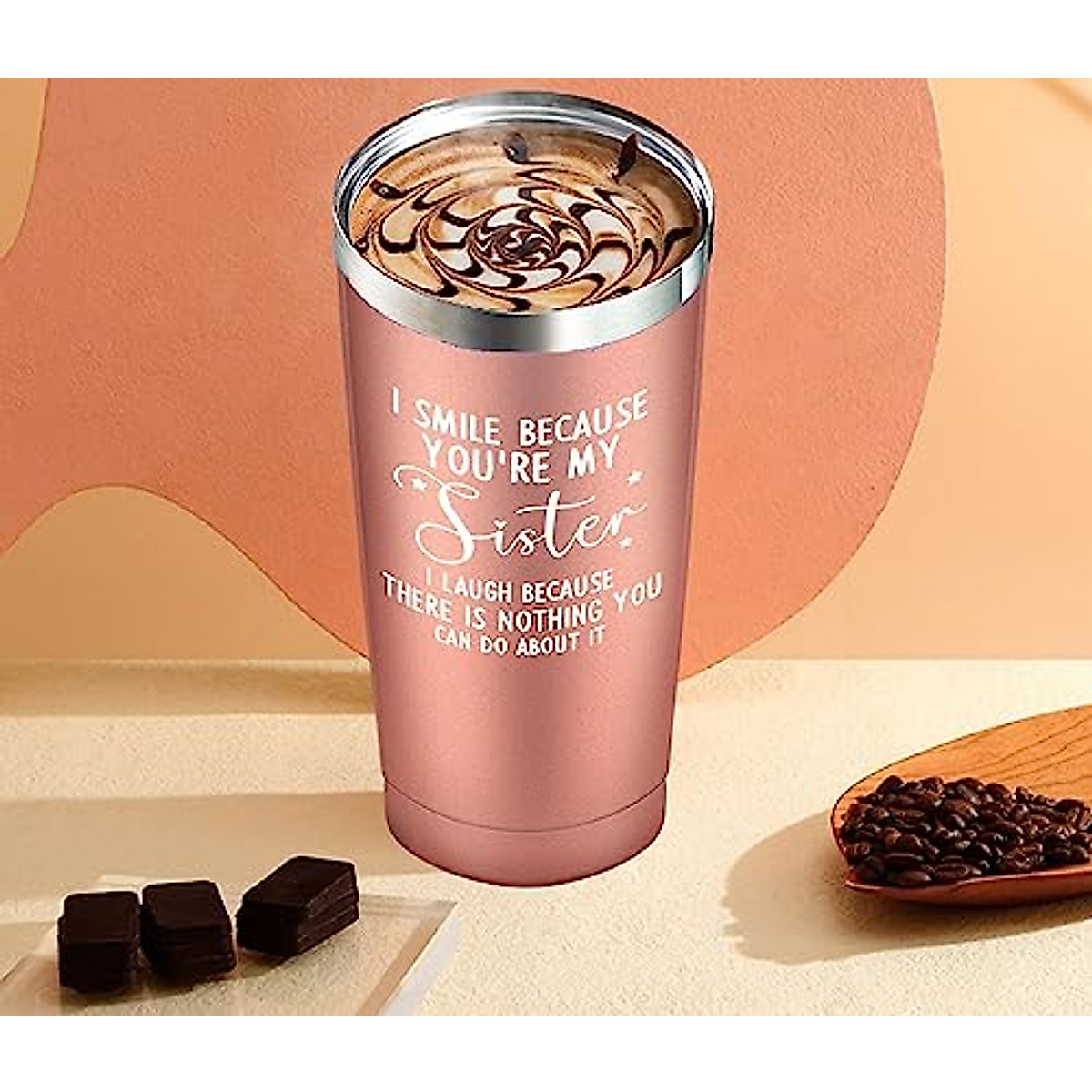 LAMIVEENLA Sisters Gifts from Sister Coffee Tumbler - Funny Gifts for Sister Sister Gifts from Sisters Sister in Law Gifts Sister Birthday Gifts from Sister 20 oz Tumbler with Keychain